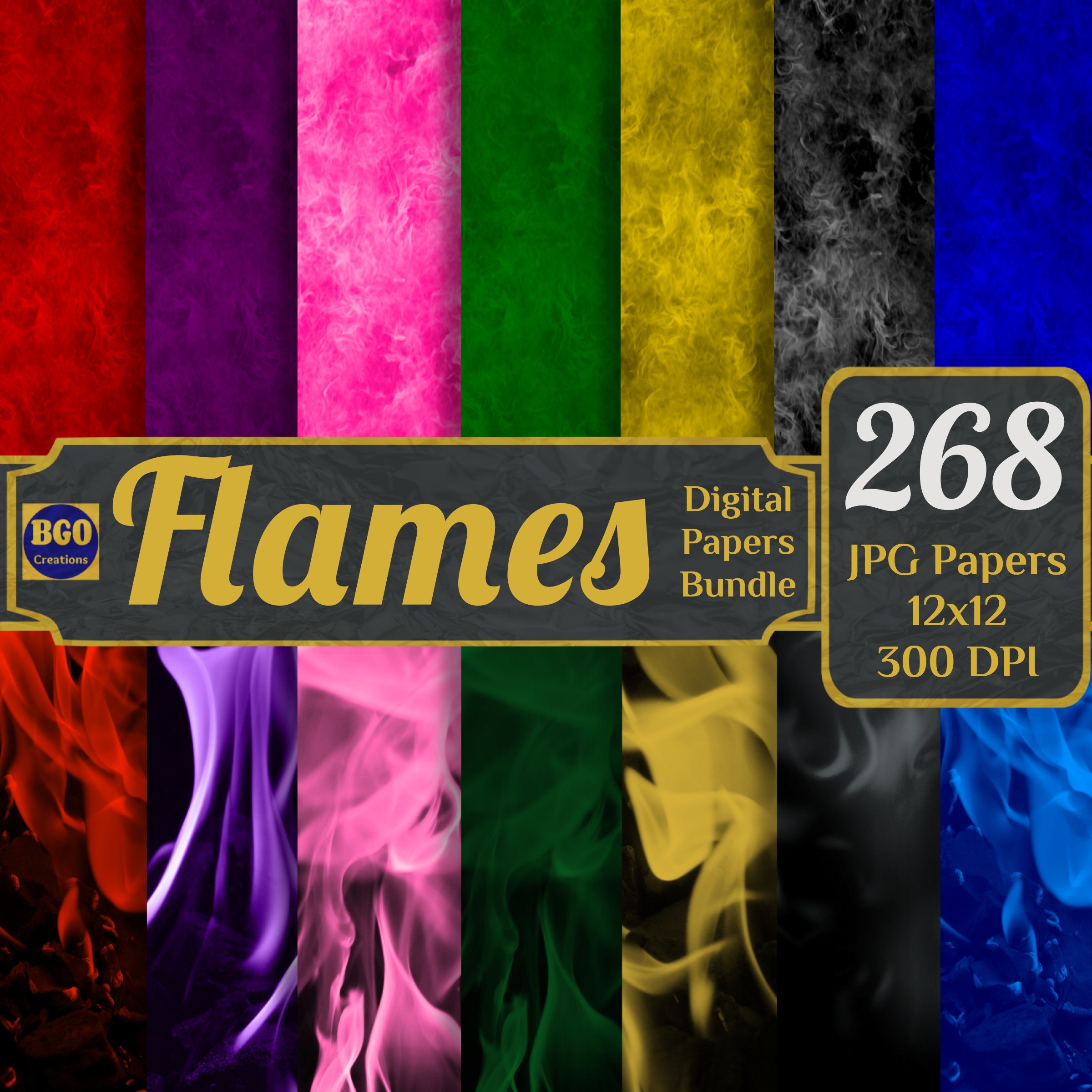 Flames Digital Paper Bundle 268 Flame Papers Printable Fire - Etsy