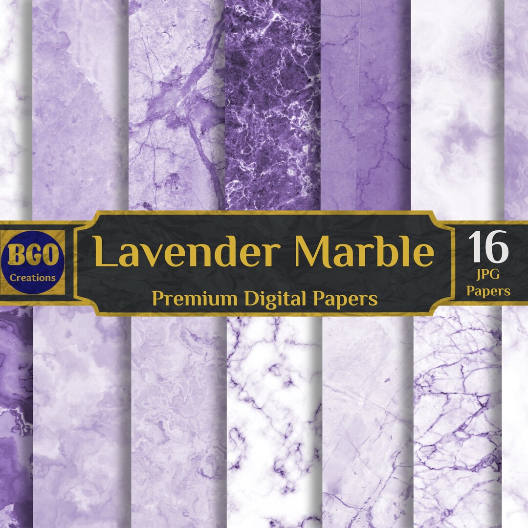 Lavender Marble Digital Paper Pack, 16 Realistic Marble Texture Papers ...