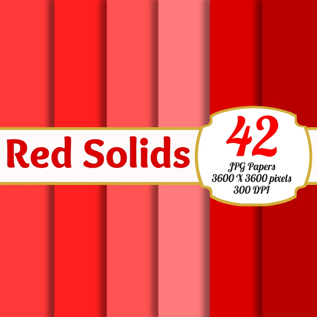 Red Digital Paper Pack, 42 Shades of Red Plain Solid Colors, Printable ...