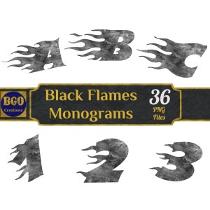 Black Flame Letters, Flame PNG Letters, Flame Monogram, Flames Alphabet ...