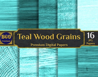 Teal Wood Background Digital Papers, Teal Wooden Backgrounds, Rustic ...