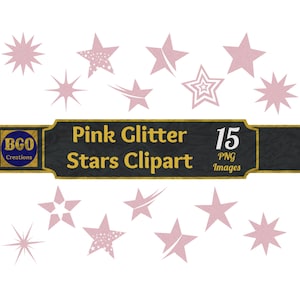 Pink Glitter Stars PNG Bundle, 15 Star Images, Printable Stars Clipart ...