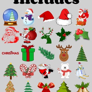Christmas PNG Clip Art Bundle, 40 Christmas Images, Commercial Use, Big ...
