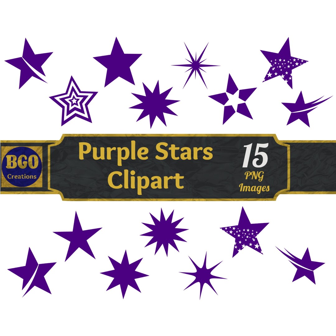 Purple Stars PNG Bundle, 15 Star Images, Printable Stars Clipart, Stars ...