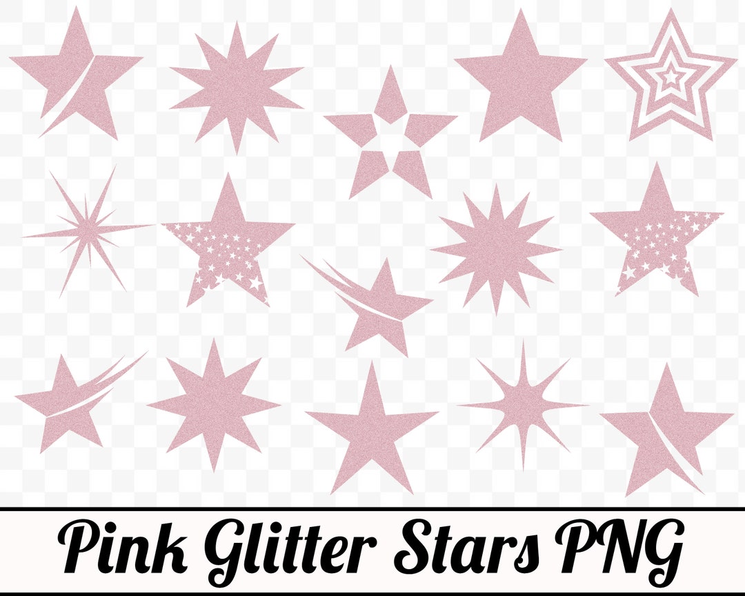 Pink Glitter Stars PNG Bundle 15 Star Images Printable Stars - Etsy