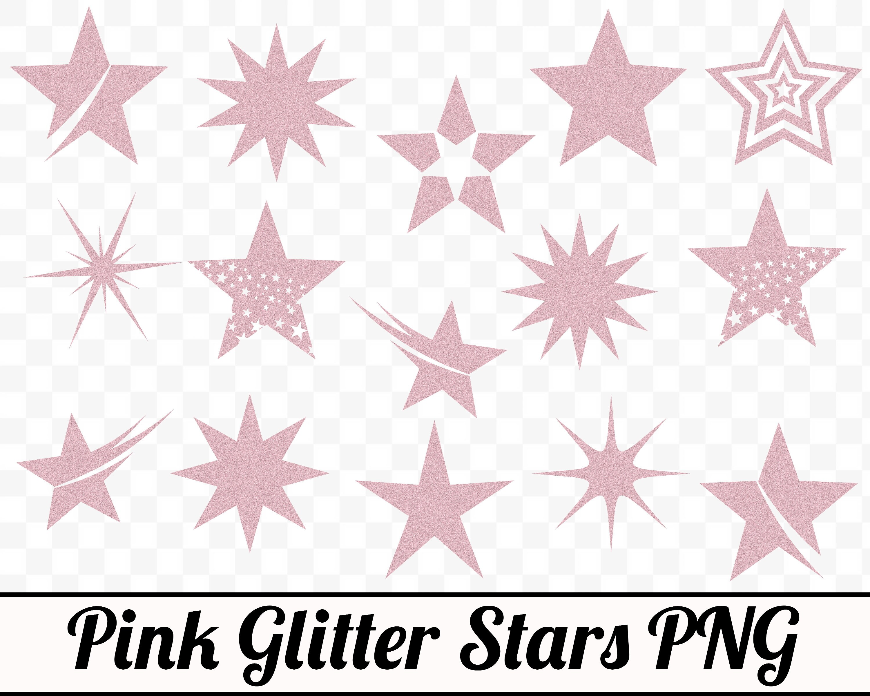 Pink Glitter Stars PNG Bundle 15 Star Images Printable Stars - Etsy