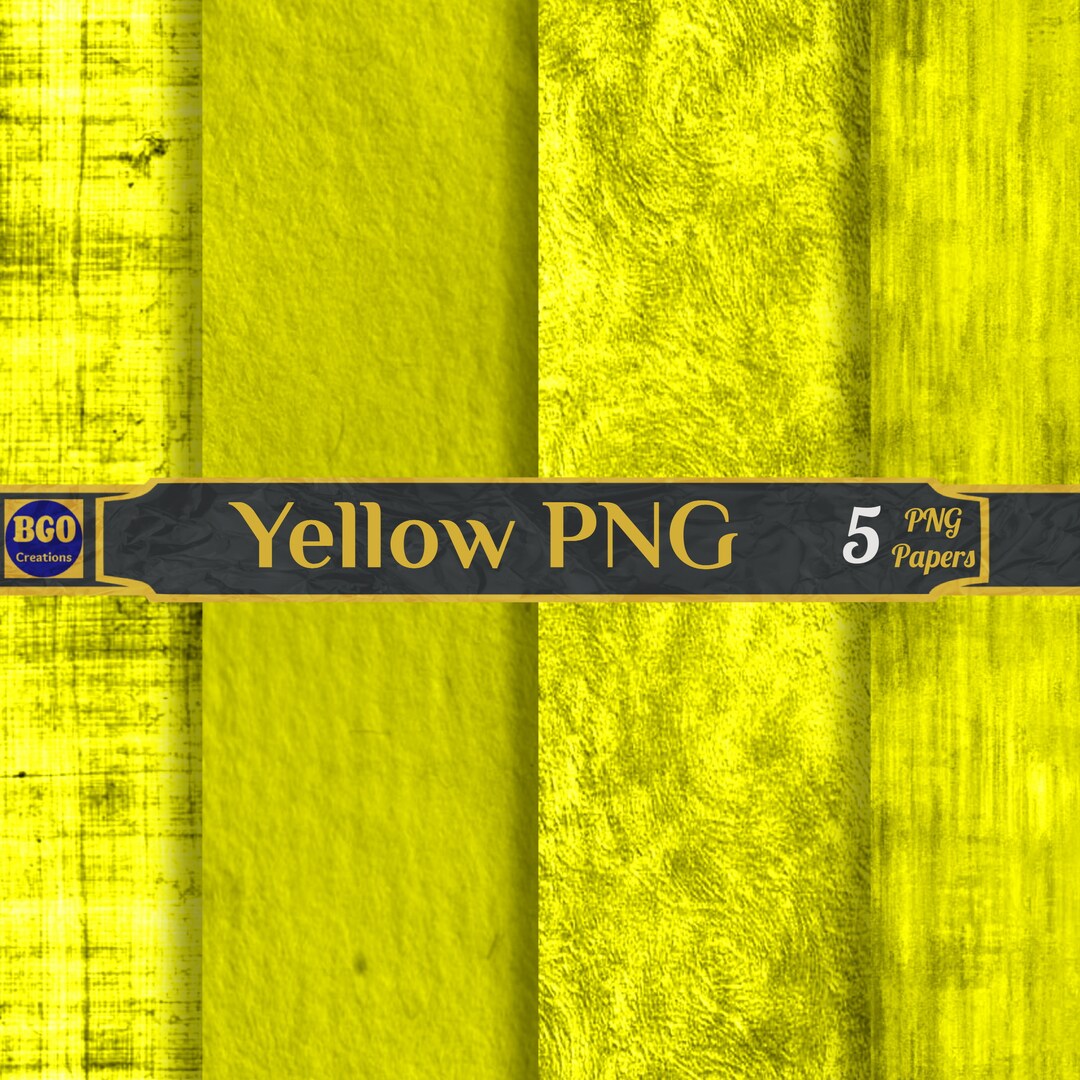 Seamless Distressed Yellow Textures PNG Digital Paper Pack, 5 PNG ...