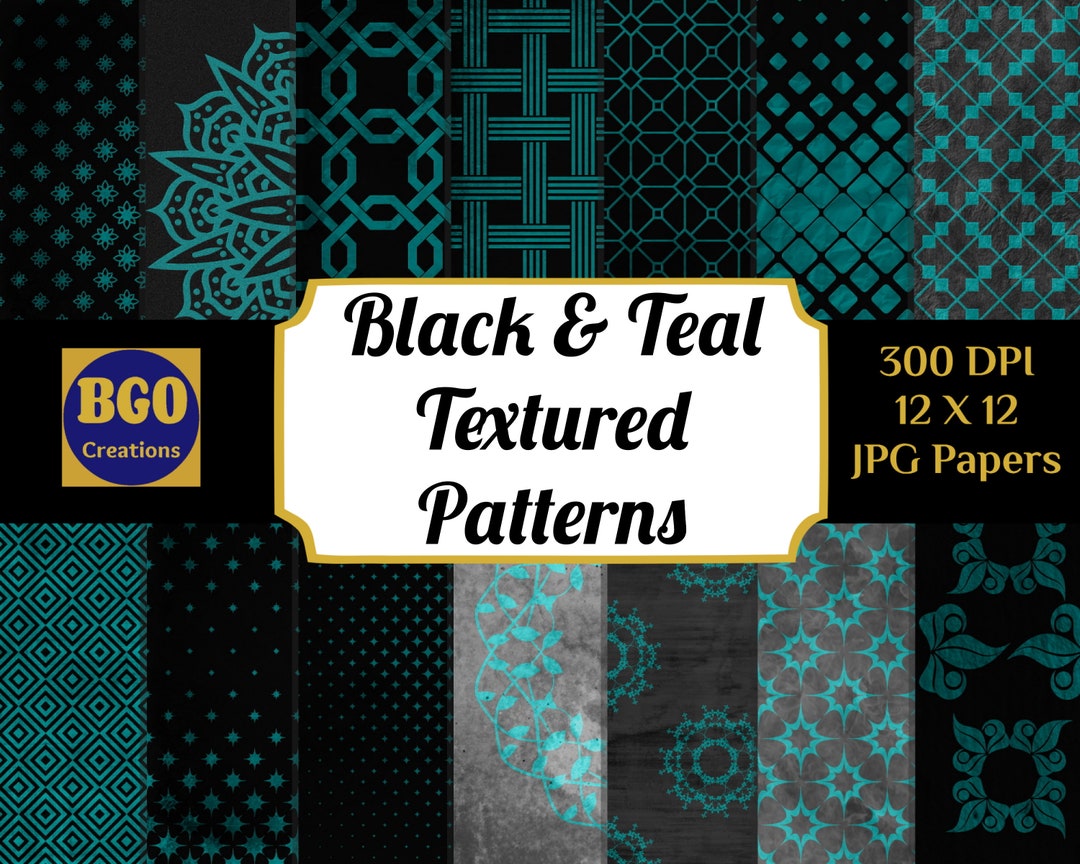 Distressed Black & Teal Textures Digital Paper Pack 14 Ornate - Etsy