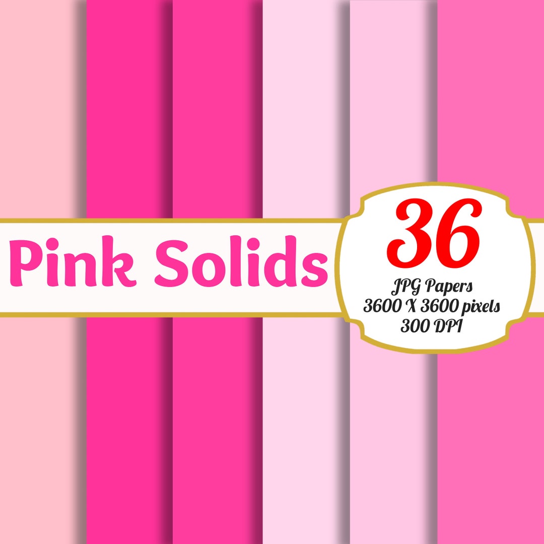 Pink Digital Paper Pack, 36 Shades of Pink Plain Solid Colors ...