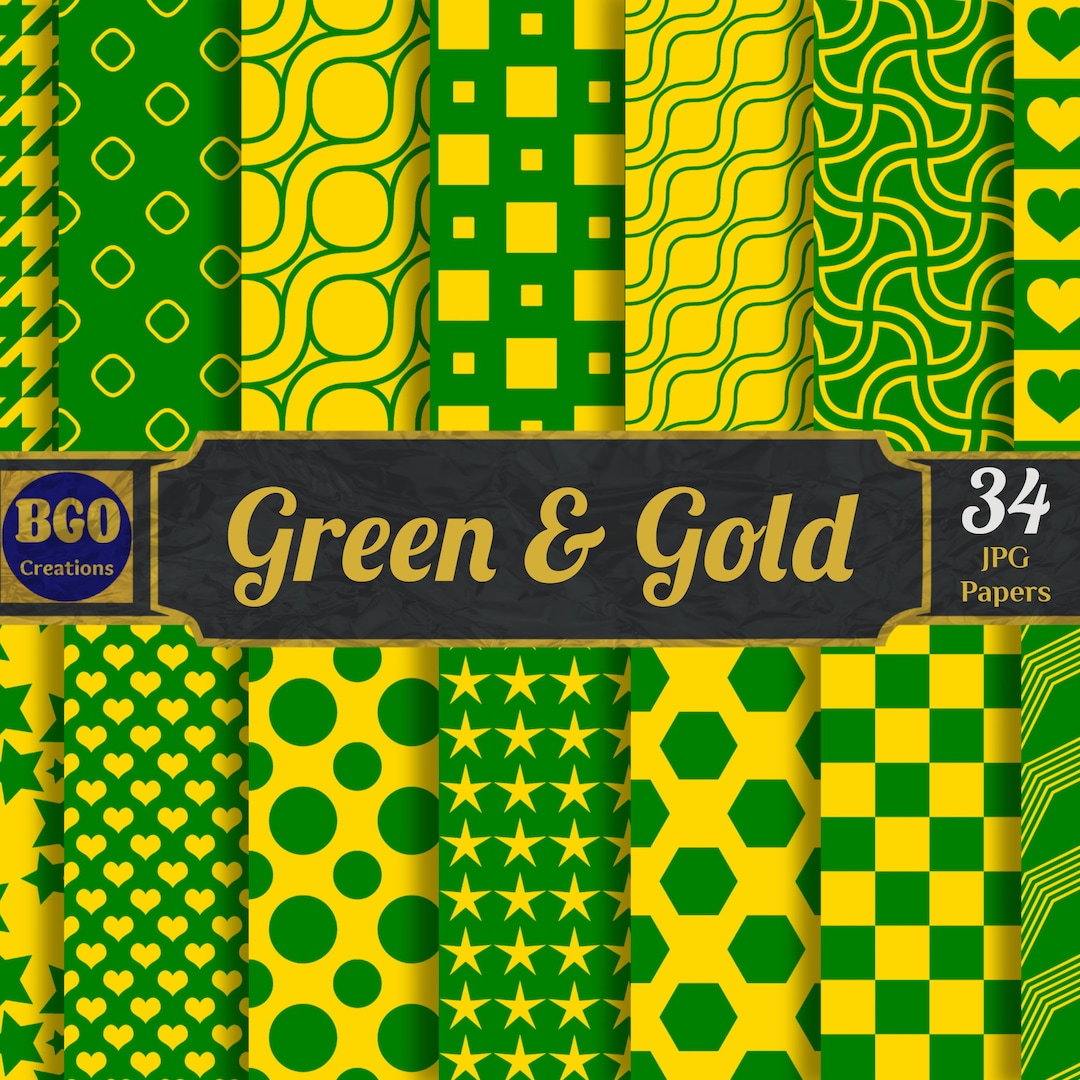 Green and Gold Patterns, 34 Seamless Printable Sublimation Background ...