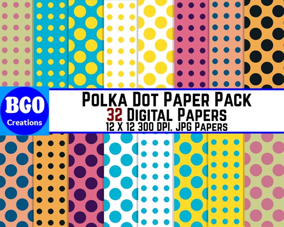 Polka Dots Digital Paper Pack 32 Polka Dot Papers Bundle | Etsy
