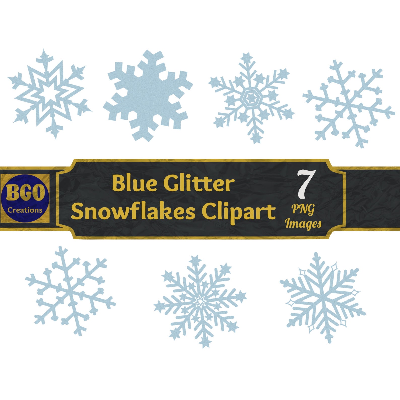 Blue Glitter Snowflake PNG Bundle 7 Snowflake Images - Etsy