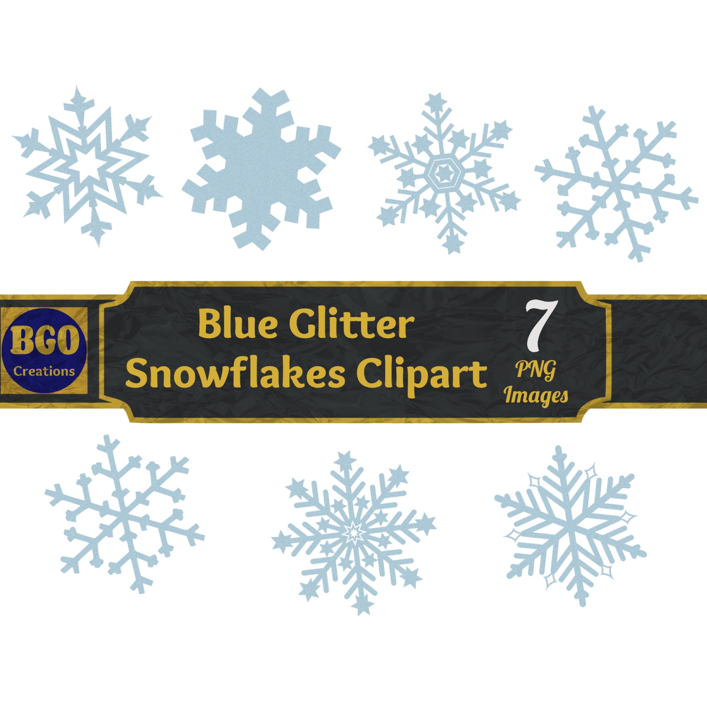 Blue Glitter Snowflake PNG Bundle 7 Snowflake Images - Etsy