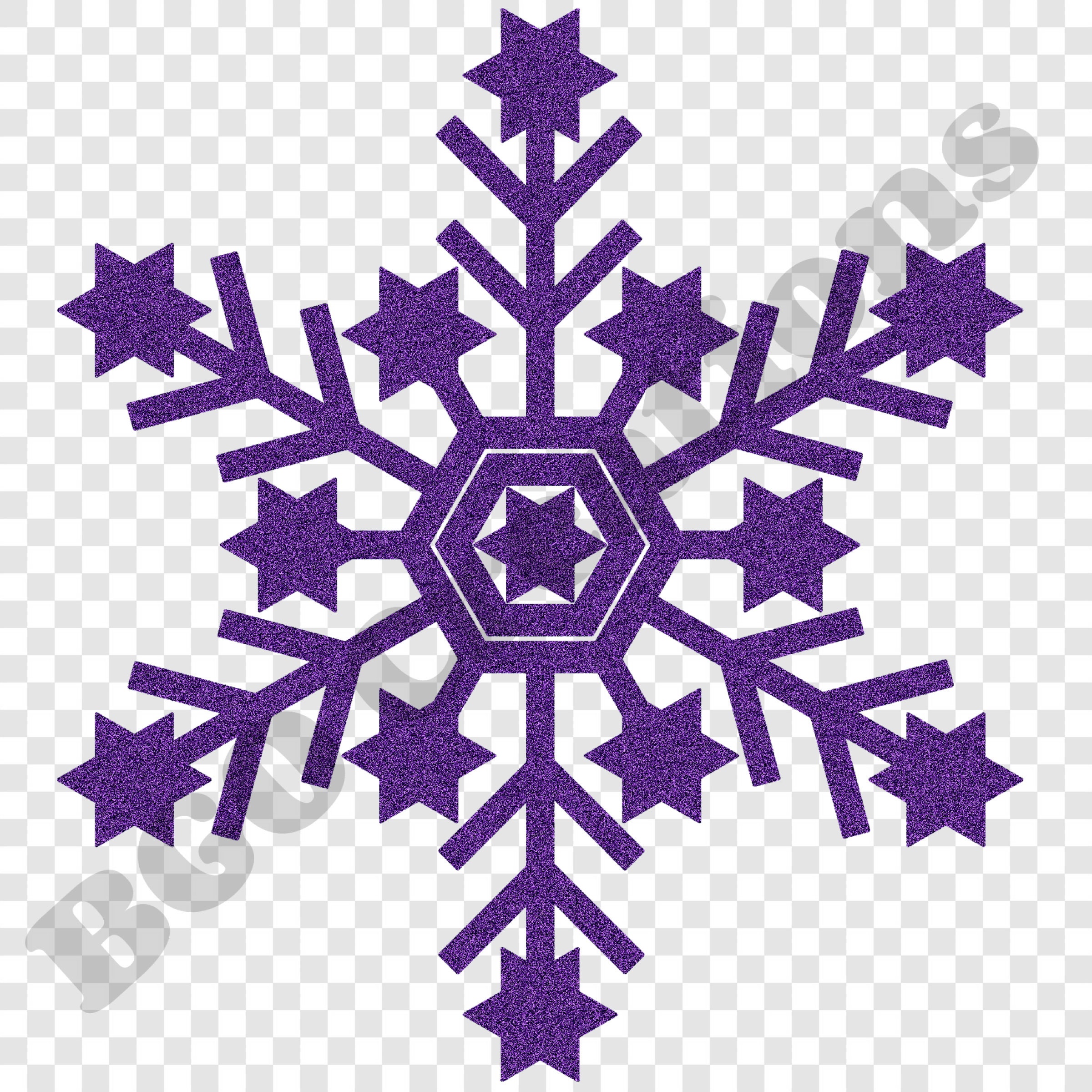 Purple Glitter Snowflake PNG Bundle, 7 Snowflake Images, Printable ...