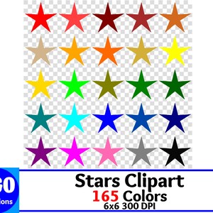 165 Colors Stars PNG Clip Art 165 Star Digital Clipart - Etsy UK