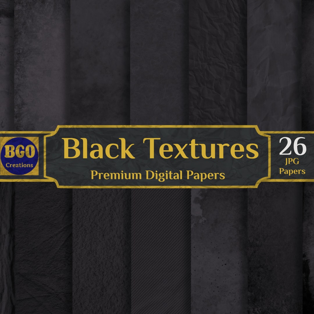Distressed Black Textures Digital Paper Pack, 26 Black JPG Papers ...