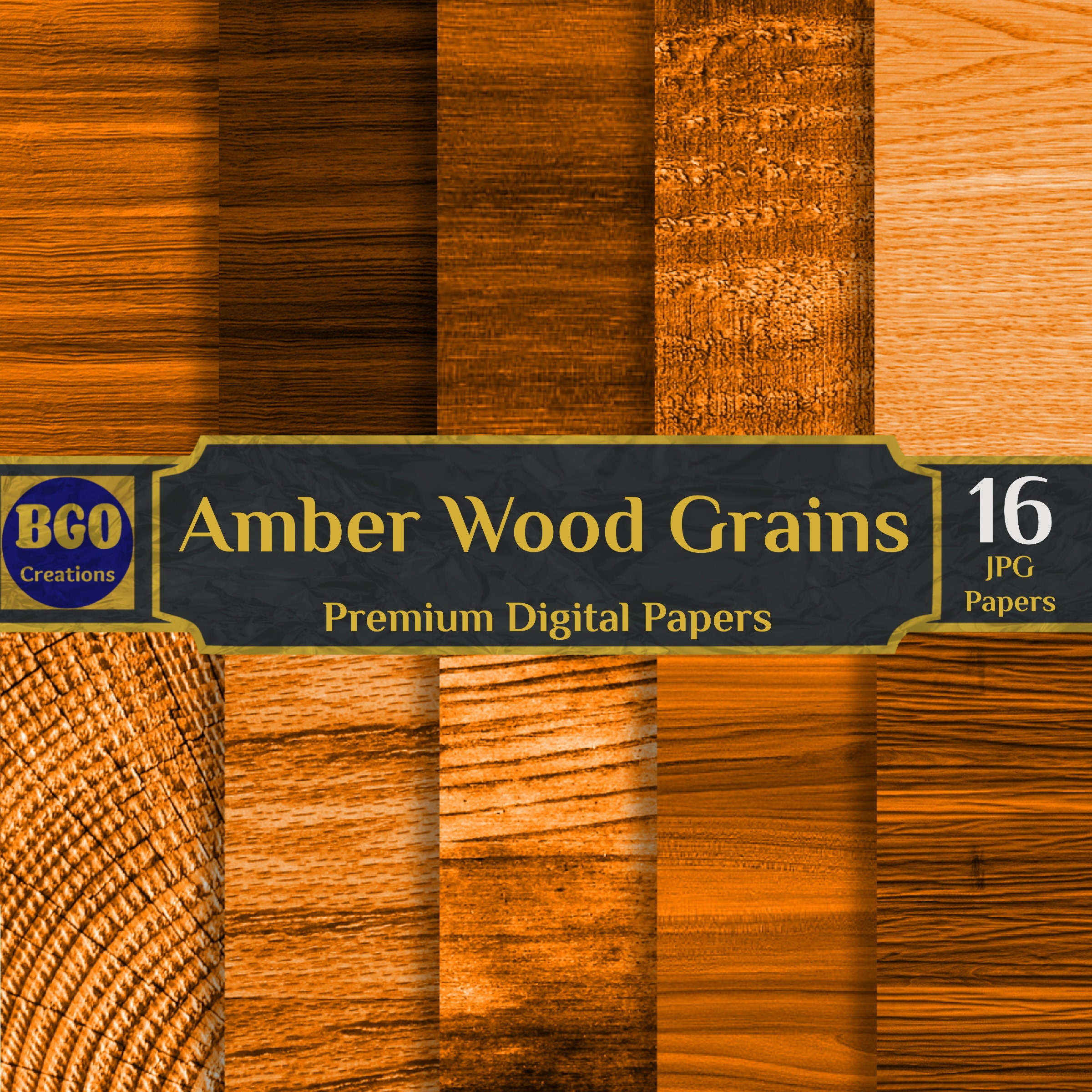Amber Wood Background Digital Papers, 16 Wooden Backgrounds, Rustic ...