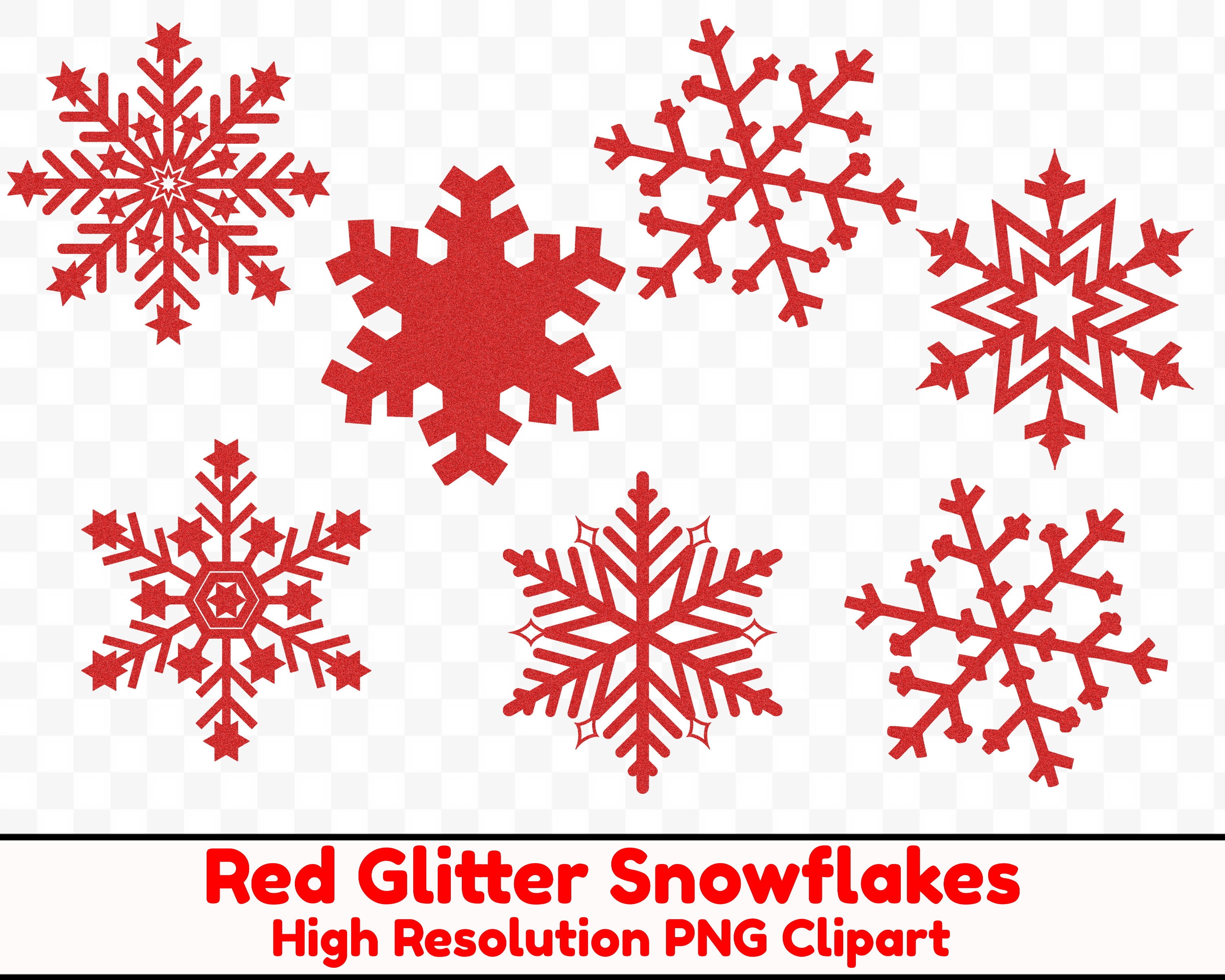Red Glitter Snowflake PNG Bundle 7 Snowflake Images - Etsy