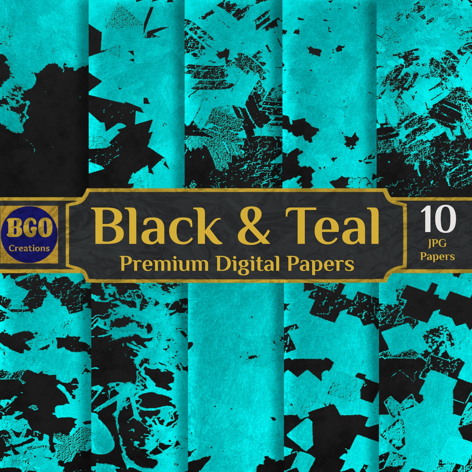 Distressed Black & Teal Textures Digital Paper Pack 10 - Etsy