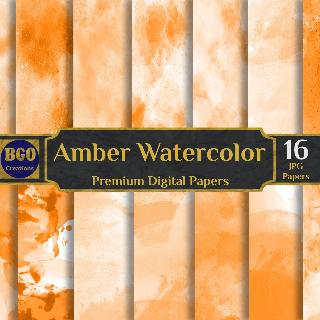 Amber Watercolors Digital Paper Pack, 16 Scrapbooking Papers ...