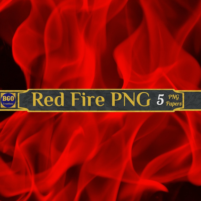 Red Fire PNG Digital Paper Pack, 5 Photography Smoke Background Texture ...