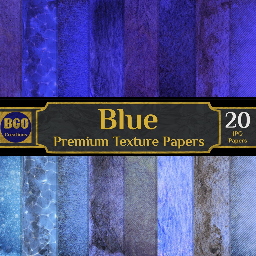 Lustrous Blue Textured Digital Paper, Shades of Blue Paper Pack, 20 ...