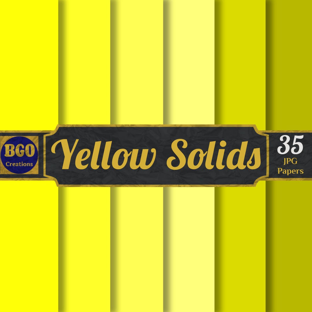 Yellow Digital Paper Pack, 35 Shades of Yellow Plain Solid Colors ...