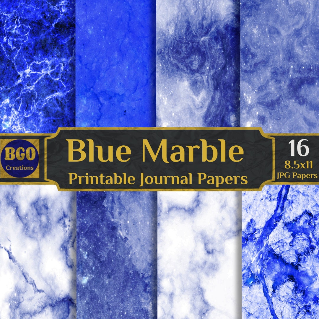 Starry Blue Marble Printable Junk Journal Pages, Stone Junk Journal Kit ...