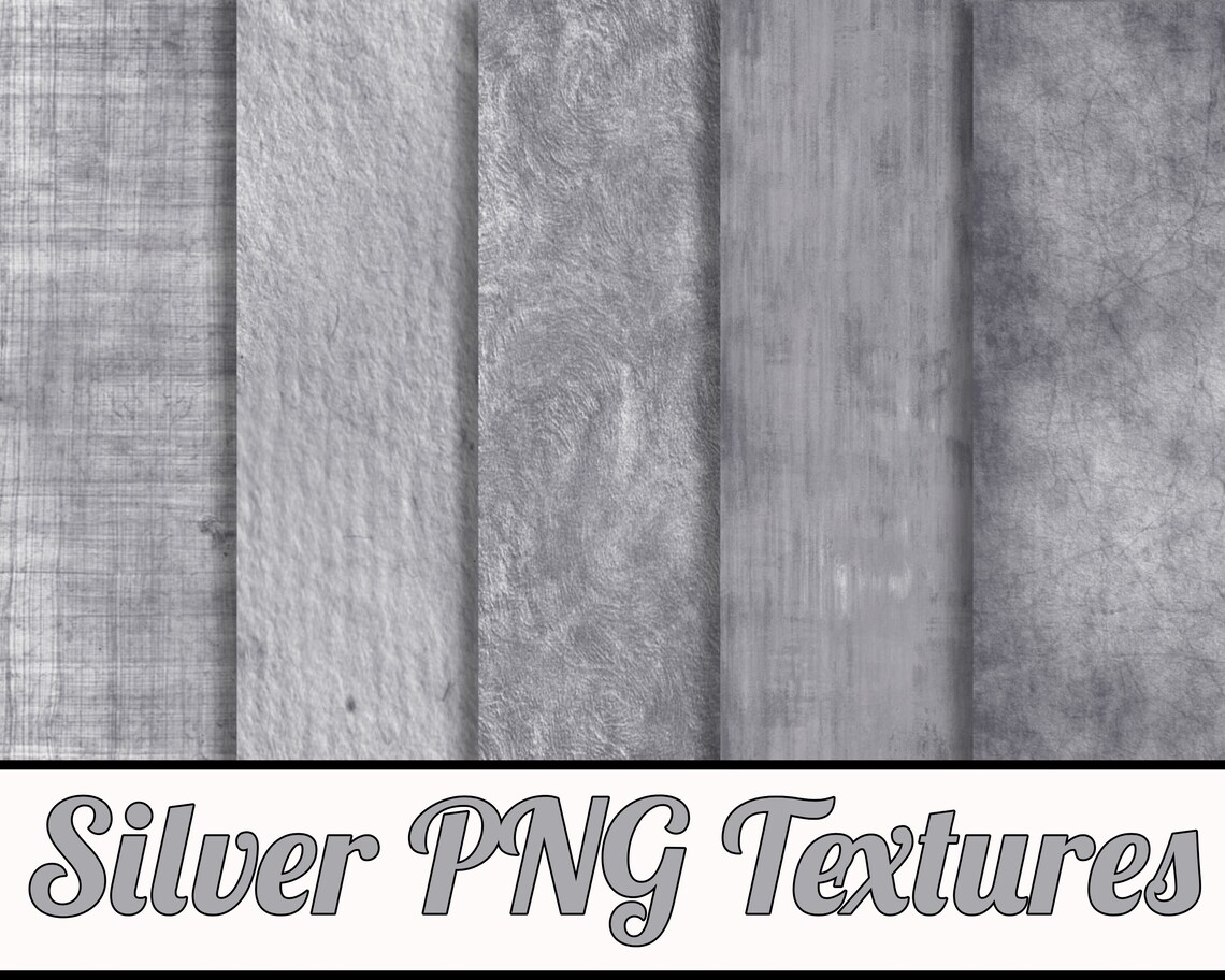 Seamless Distressed Silver Textures PNG Digital Paper Pack 5 - Etsy