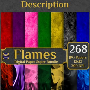 Pink Flames Digital Paper Pack, 18 Fire Textured Printable Sublimation ...