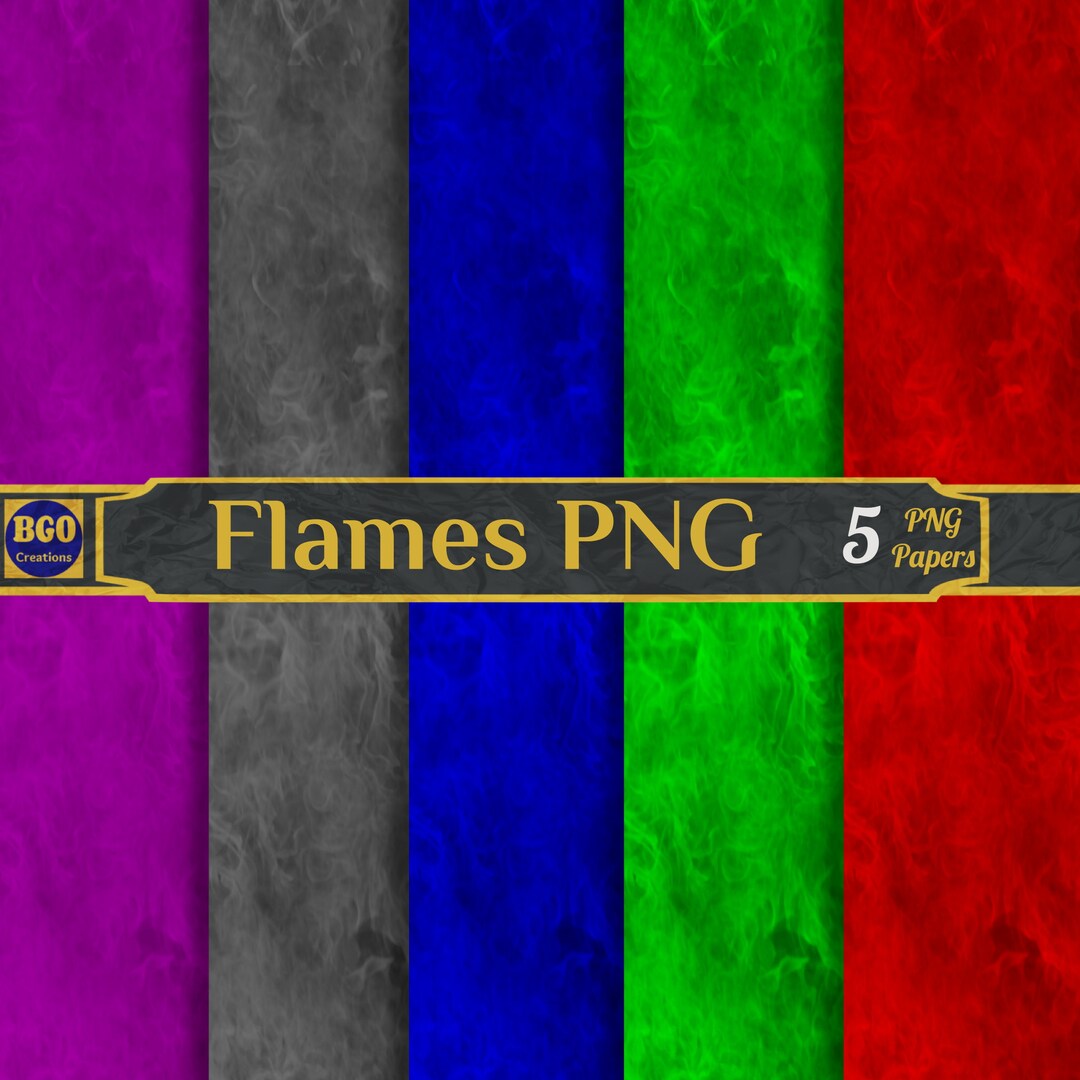 Flames PNG Digital Paper Pack, 5 Colors Photography Background Textures ...