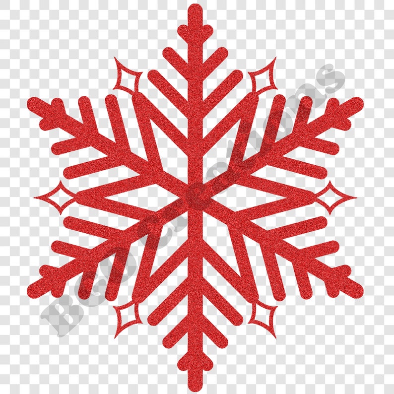 Red Glitter Snowflake PNG Bundle, 7 Snowflake Images, Printable ...