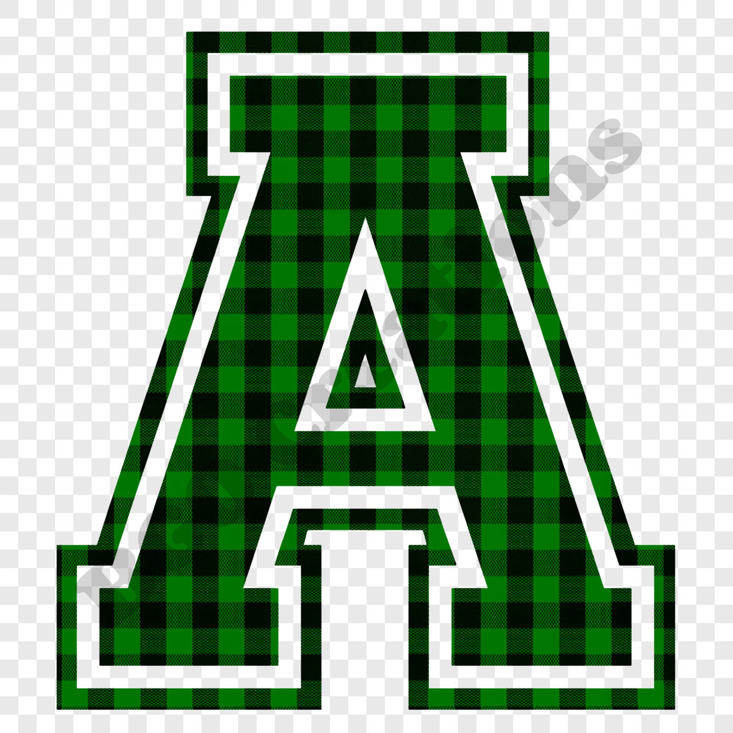 Green Gingham Varsity Sports Alphabet, 26 PNG Letters & 10 Numbers ...