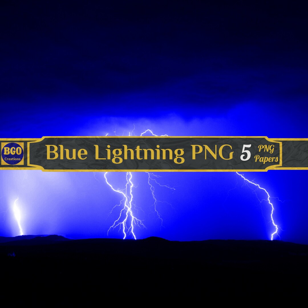 Blue Lightning Digital Paper Pack, 5 PNG Photography Background Texture ...