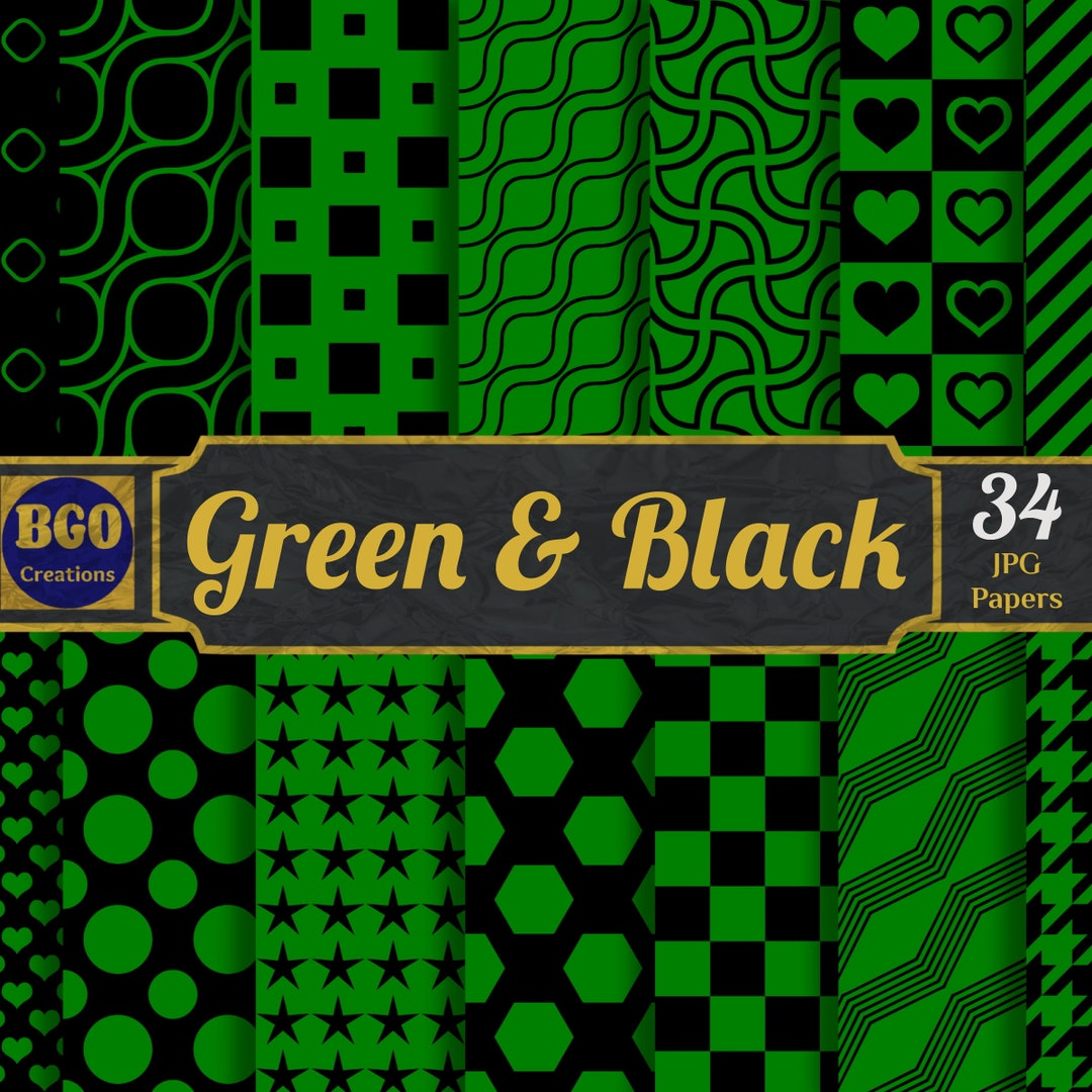 Green and Black Patterns, 34 Seamless Printable Sublimation Background ...