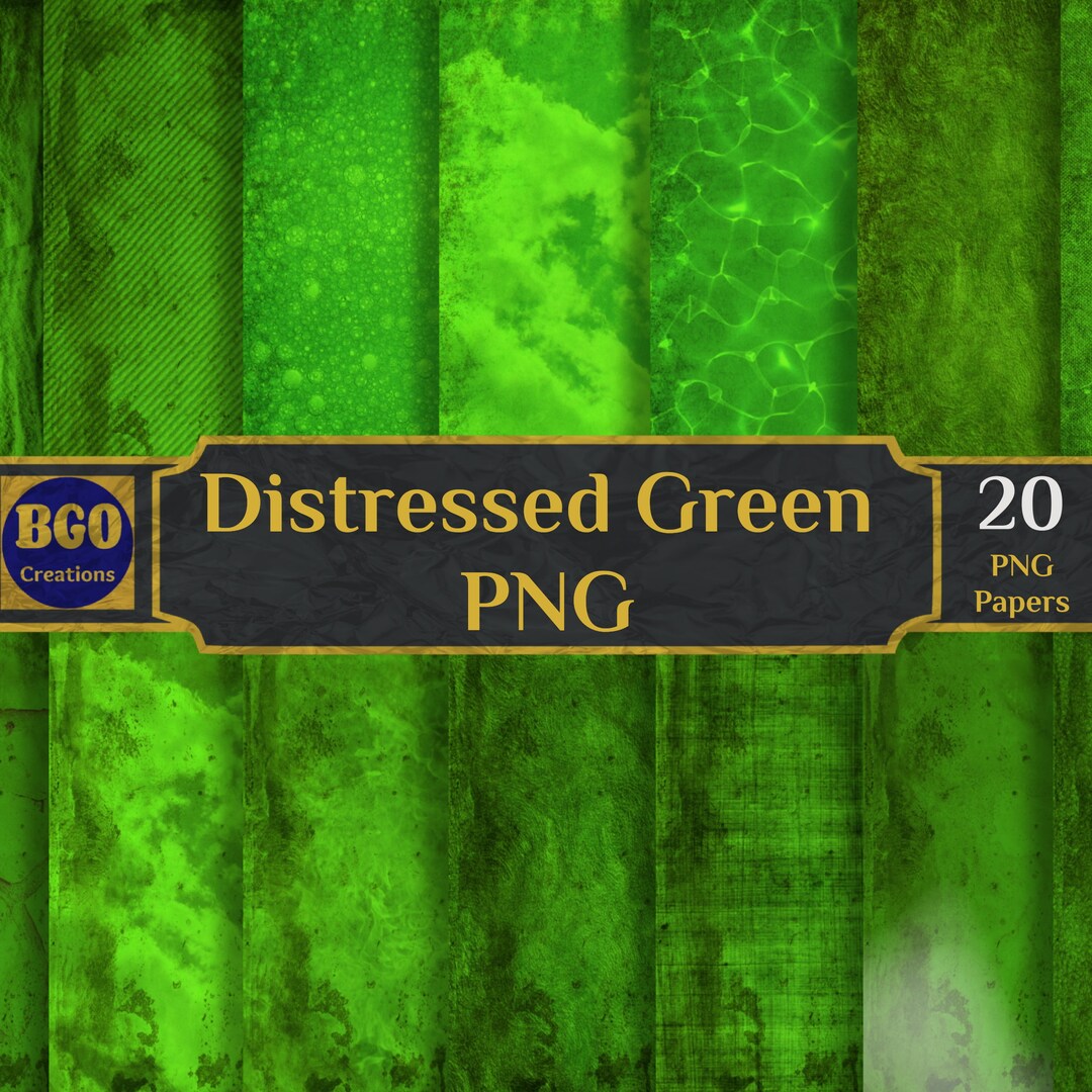 20 Distressed Green PNG Digital Paper Pack, Green Grunge Textures ...