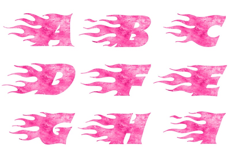 Pink Flame Letters Flame PNG Letters Flame Monogram Flames - Etsy