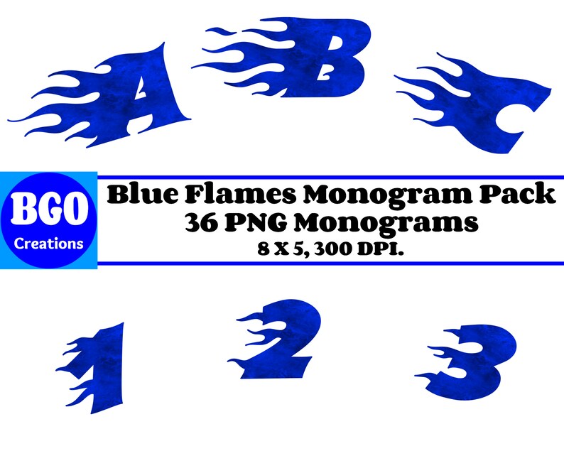 Blue Flame Letters Flame PNG Letters Flame Monogram Flames | Etsy