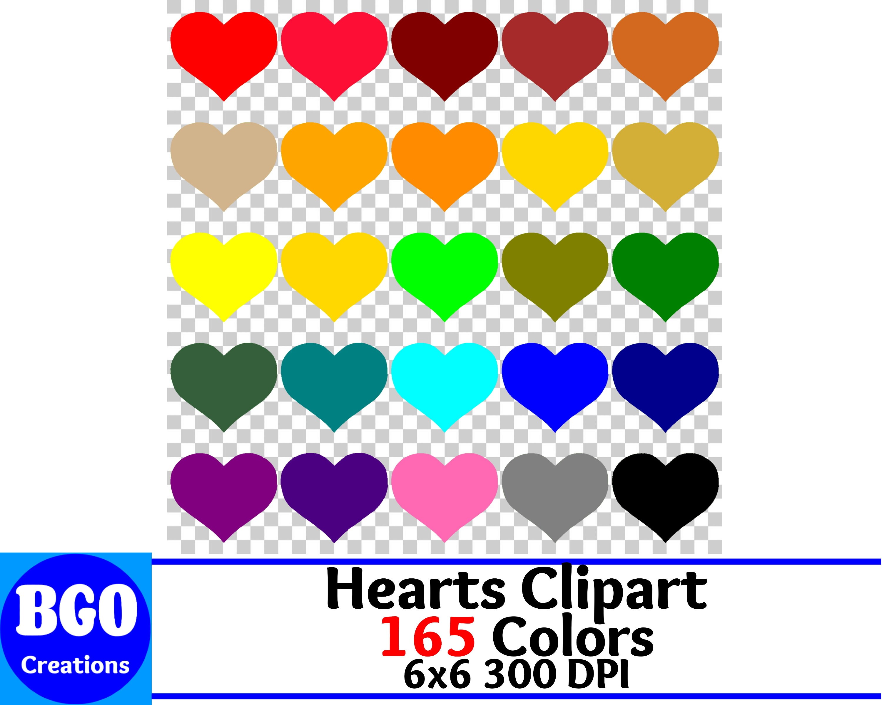 165 Colors Hearts PNG Clip Art 165 Heart Digital Clipart - Etsy