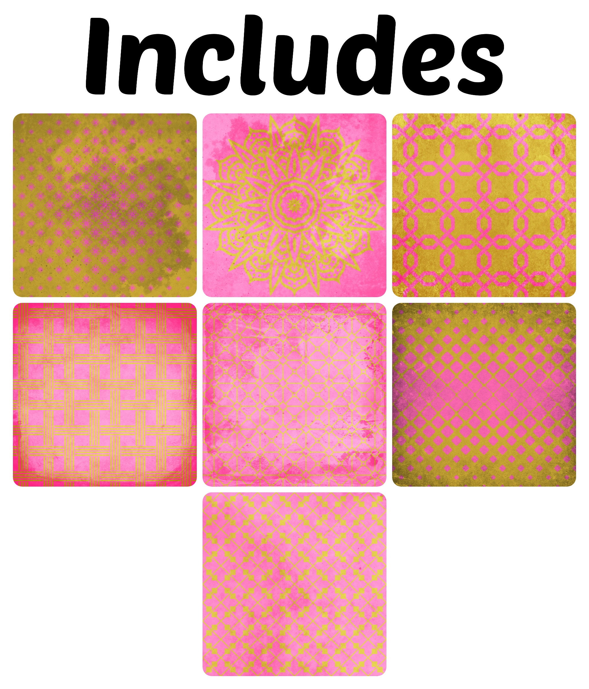 Distressed Hot Pink & Gold Textures Digital Paper Pack 14 - Etsy