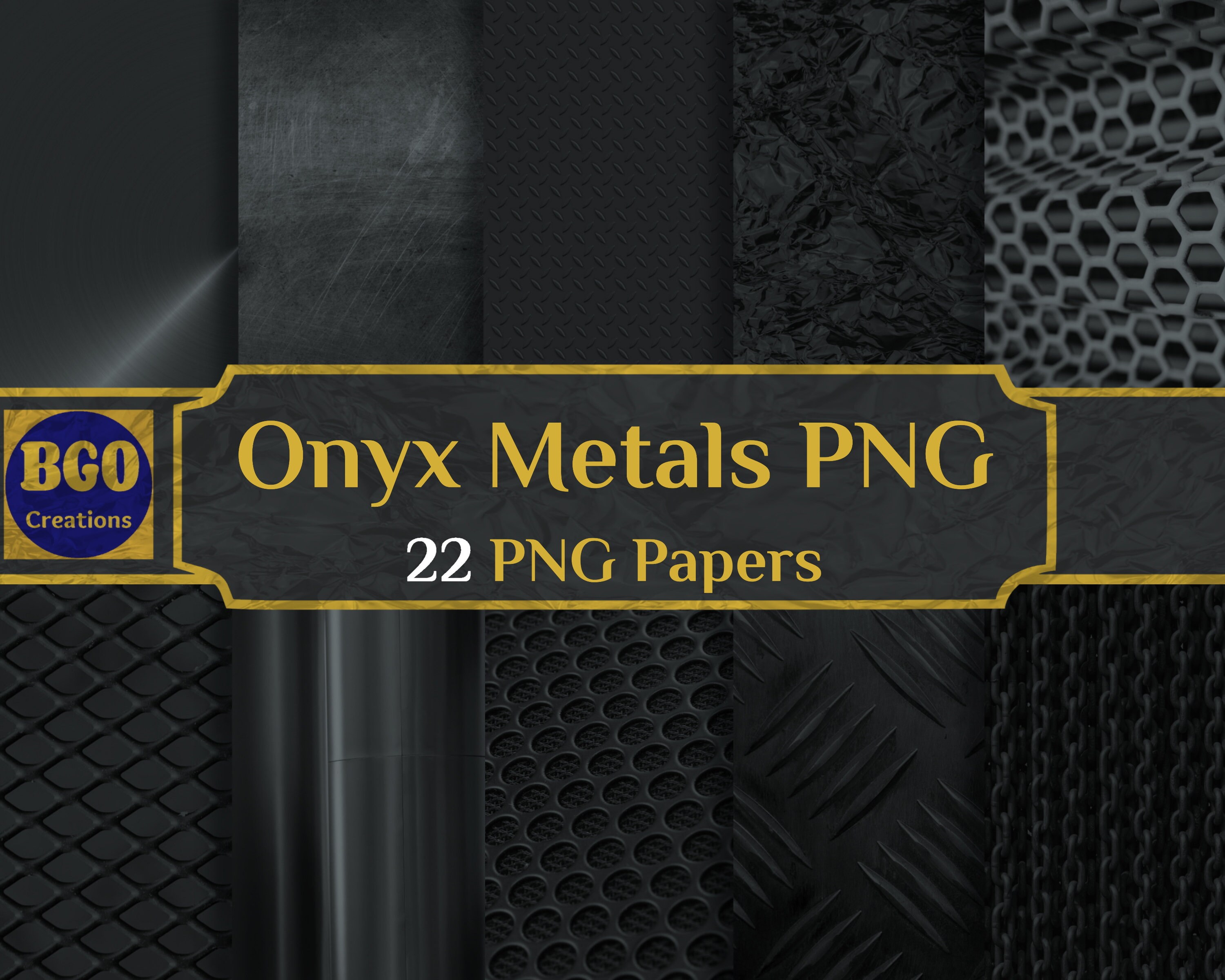 22 Onyx Metals PNG Digital Paper Pack PNG Papers Black - Etsy