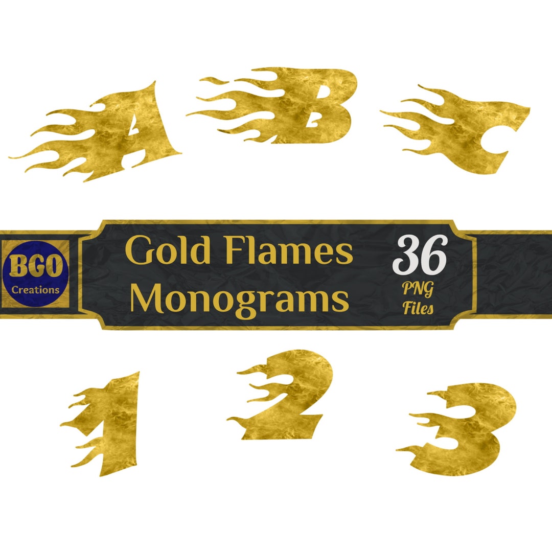 Gold Flame Letters, Flame PNG Letters, Flame Monogram, Flames Alphabet ...
