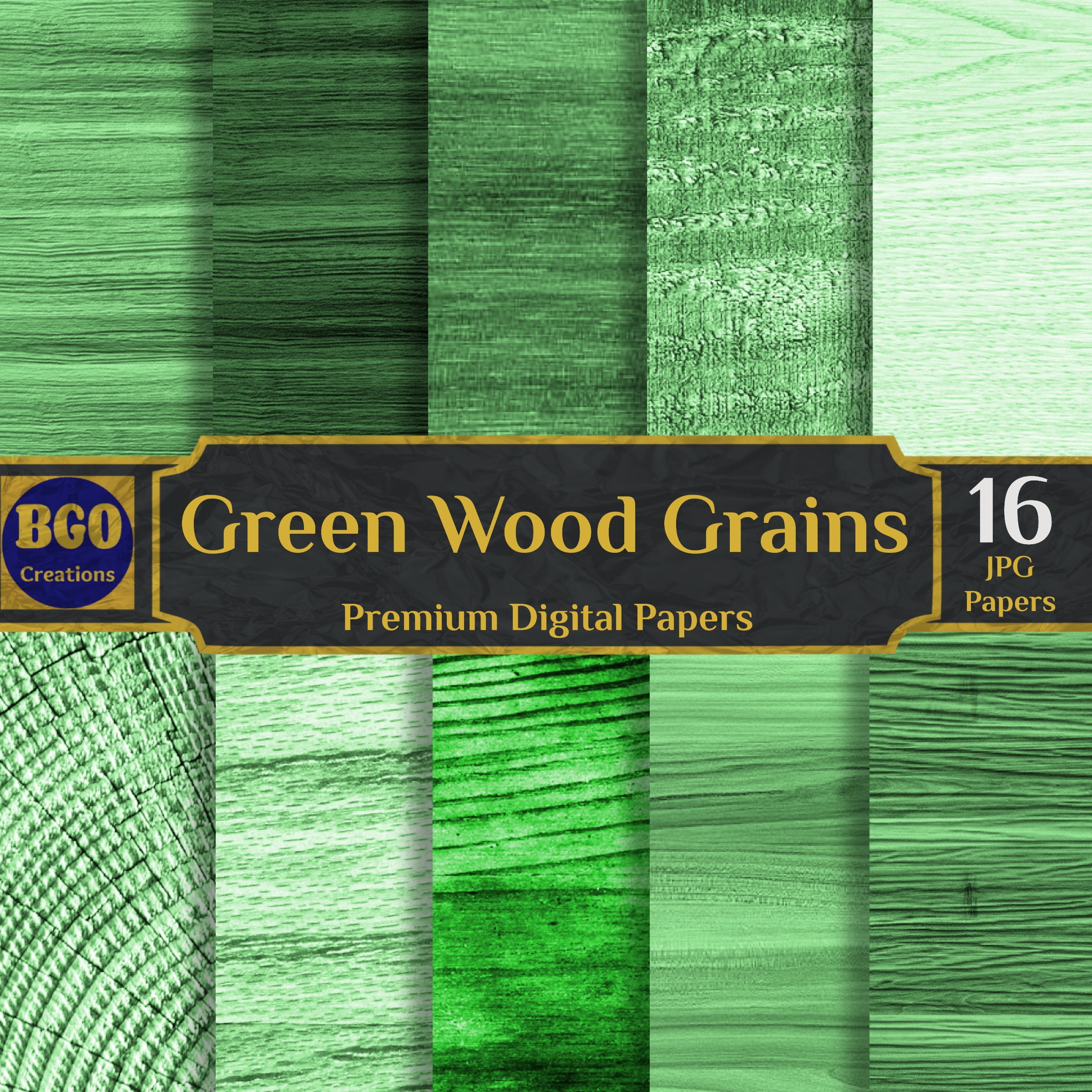 Forest Green Wood Background Digital Papers, 16 Wooden Backgrounds ...