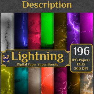 Emerald Green Lightning Digital Paper Pack, 14 Textured Scrapbooking ...