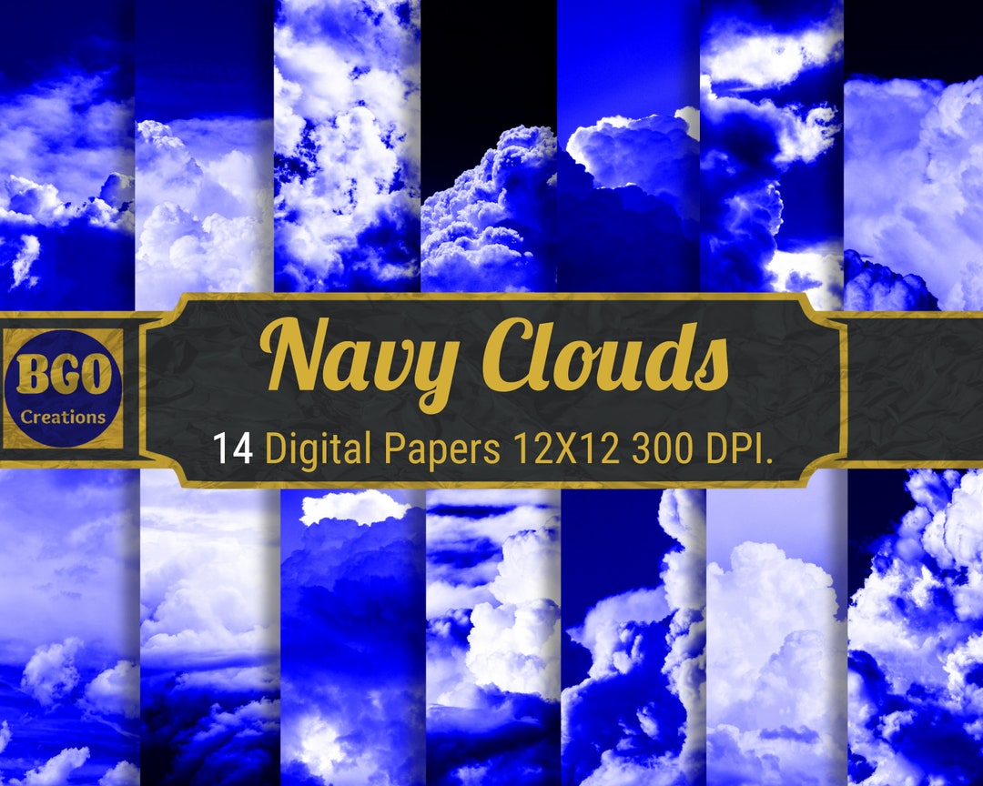 Navy Blue Clouds Digital Paper Pack 14 Scrapbooking Papers - Etsy
