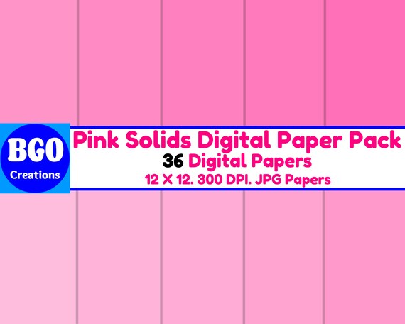 Pink Digital Paper Pack 36 Shades of Pink Plain Solid Colors - Etsy