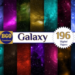 Galaxies Digital Paper Bundle, 196 Galaxy Textures Papers, Starry Night Sky Sublimation ...