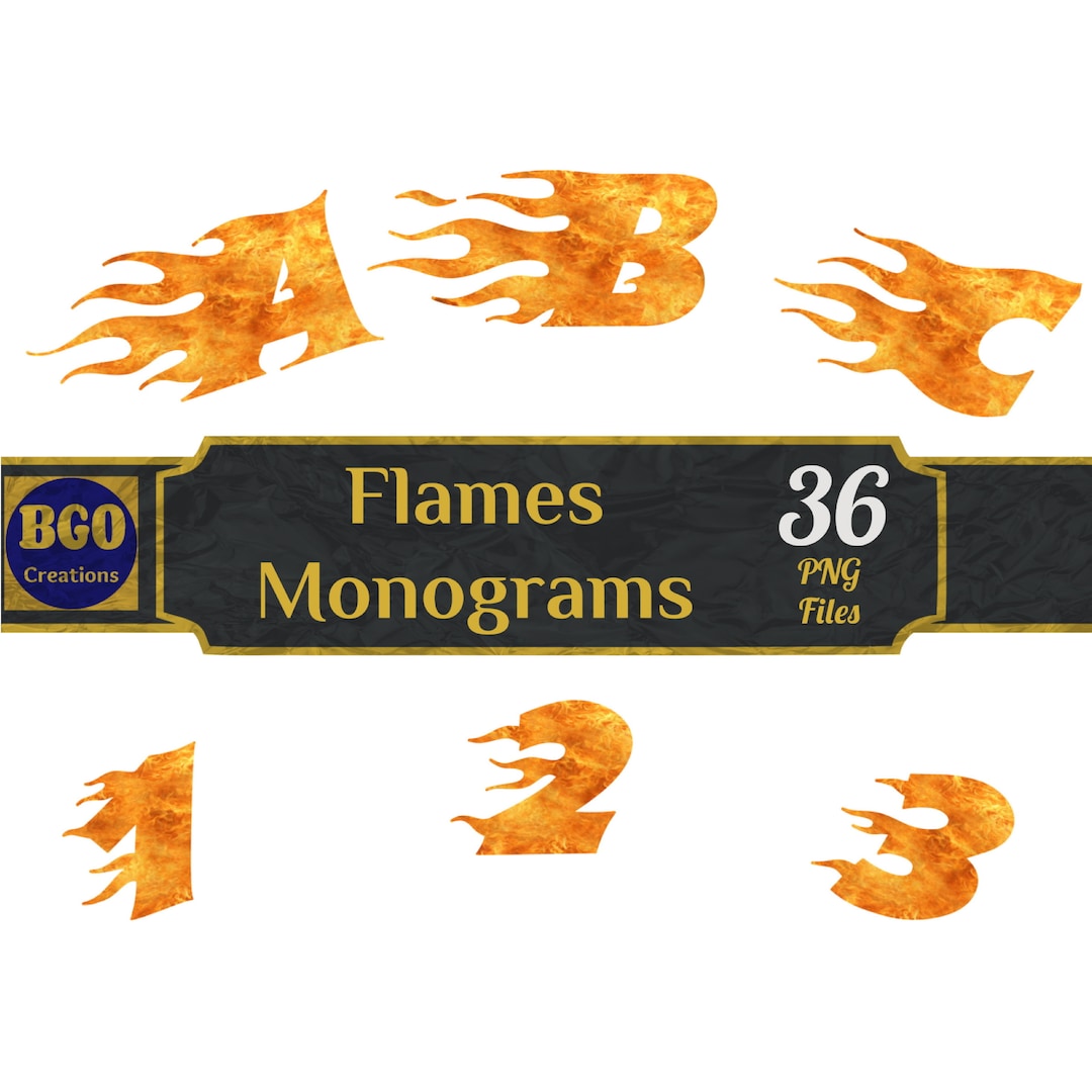 Flame Letters, Flame Textured PNG Letters, Flame Monogram, Flames ...