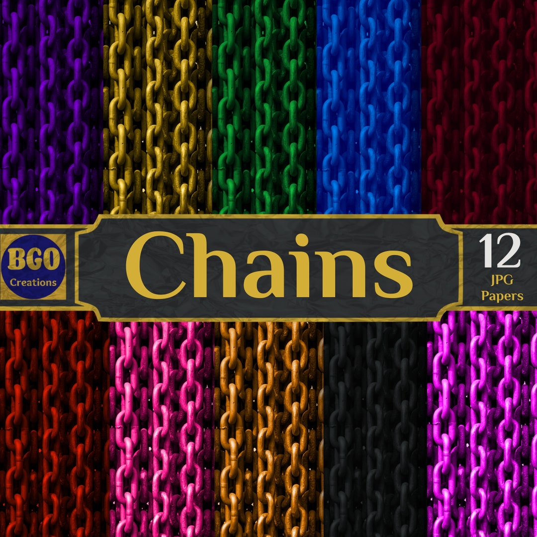 Chains Digital Paper Pack, 12 Multiple Colors Metallic Textures ...