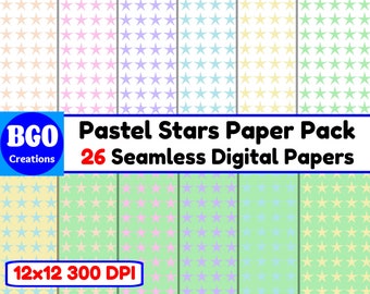 Pastel Stars Papers - Etsy